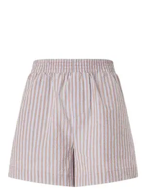 Varley Darina Striped Seersucker Cotton-blend Shorts - Blue