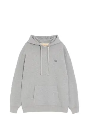 Valentino Garavani Cotton Hoodie With Logo - Gray