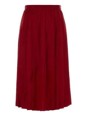 Gucci Midi Silk Jacquard Skirt With Gg Chain Crossover - Red
