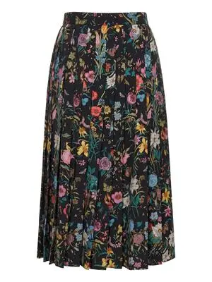 Gucci Printed Silk Midi Pleated Skirt - Multi