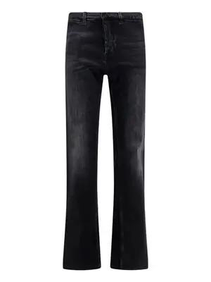 Gucci Cotton Denim Pants With Web Ribbon - Black