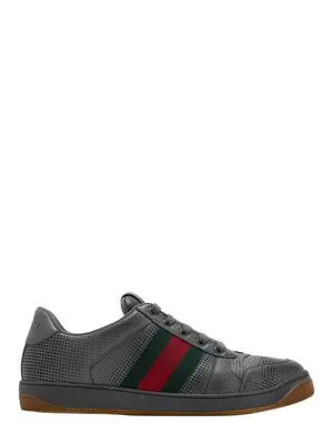 Gucci Screener Sneakers With Perforated Details And Contrast Stripes - Multi