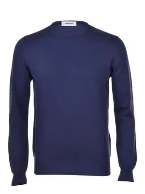 GRAN SASSO Crew Neck Fine Knit Sweater - Blue