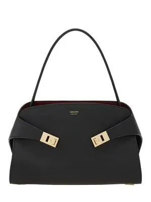 FERRAGAMO Salvatore Ferragamo Black Leather Shoulder Bag Black
