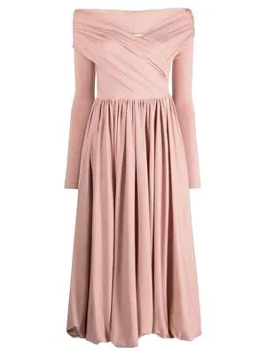 PHILOSOPHY Long Sleeve Gathered Midi Dress - Pink