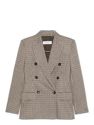 Max Mara Houndstooth Double-breasted Blazer - Brown