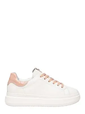 NEROGIARDINI Leather Sneakers With Blush Accents - White