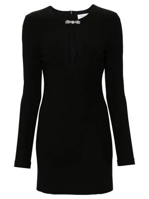 Blumarine Compact Jersey Mini Dress With Jewel Pin Detail - Black
