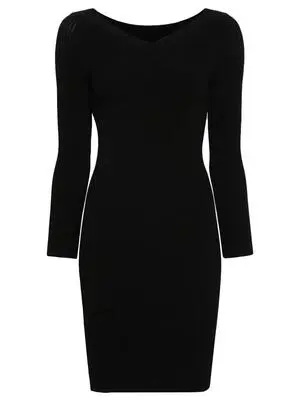 Alberta Ferretti Long Sleeve Knit Mini Dress - Black