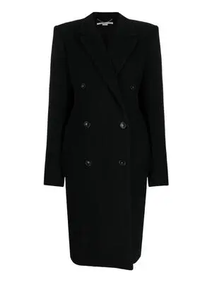 Stella McCartney Double Breasted Coat With Notched Lapel - Black