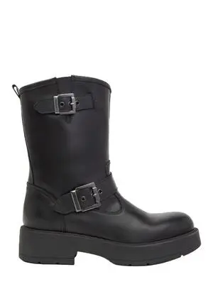 NEROGIARDINI Biker Boots With Oversized Sole And Buckle Detail - Black