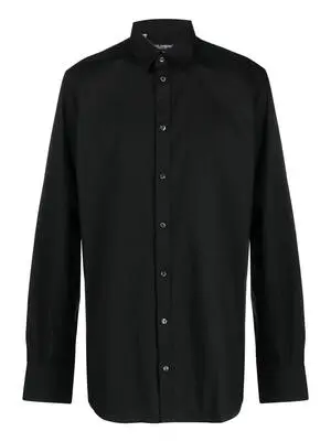 Dolce & Gabbana Gold Shirt In Stretch Cotton Poplin - Black