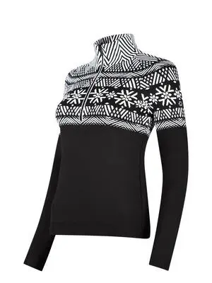 NEWLAND Cervinia Quarter Zip Fair Isle Knit Sweater - Black