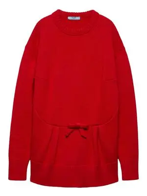 Prada Crew Neck Sweater With Bow Detail - Red