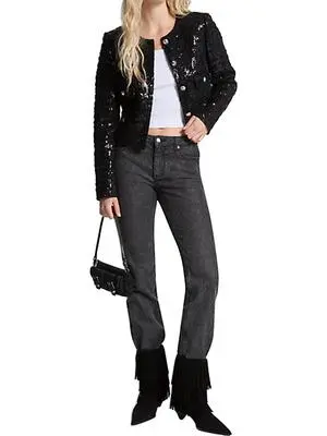 Michael Kors Sequined Cropped Jacket - Black