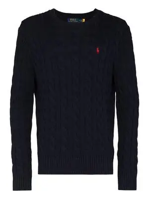 Polo Ralph Lauren POLO RALPH LAUREN Cable Knit Pullover With Embroidered Pony Logo Blue