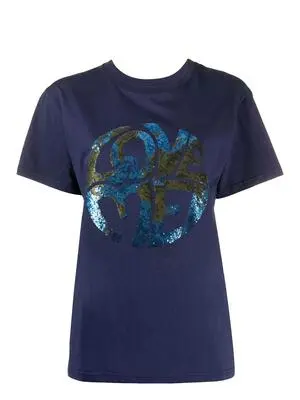 Alberta Ferretti Sequin Embellished T-shirt - Blue