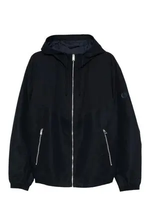 Hugo Boss Zip-up Hooded Jacket With Textured Finish - Blue