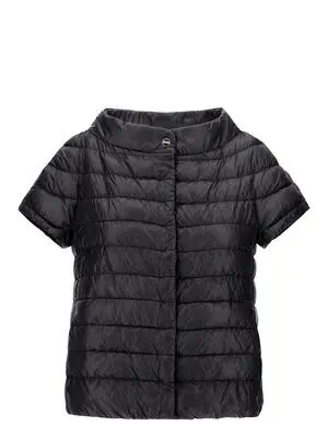 Herno Short-sleeved Down Cape With Cowl Neck - Black