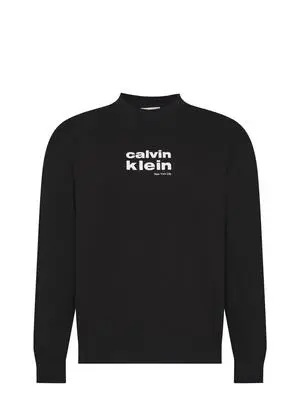 Calvin Klein Fleece Retro Graphic Crewneck Sweatshirt - Black
