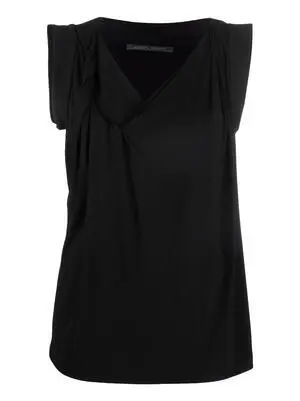 Alberta Ferretti Draped V-neck Top - Black