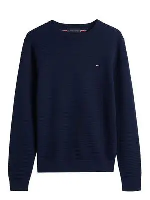 Tommy Hilfiger Crew Neck Textured Pullover - Blue