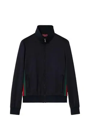 Gucci Technical Jersey Zip-up Jacket With Web Tape - Black