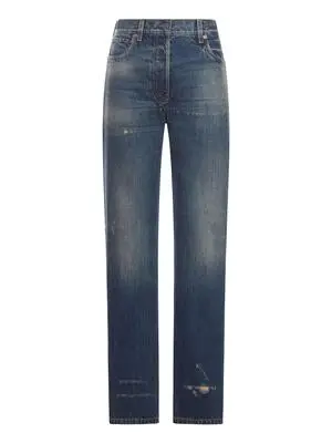 Prada Straight Leg Washed Denim Jeans - Blue