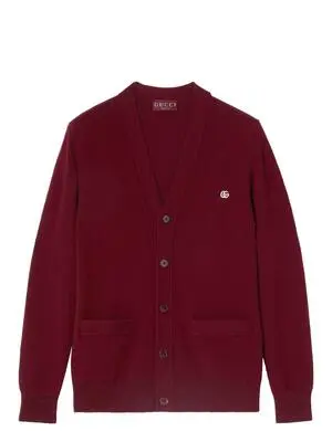 Gucci Embroidered Cashmere Wool Cardigan - Red