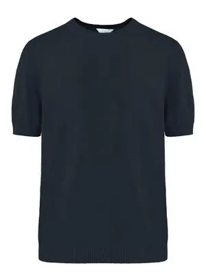 Malo Crew Neck Sweater With Short Sleeves - Blue