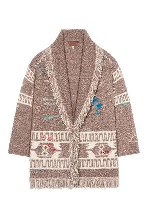 Alanui Written The Ocean" Shawl Collar Cardigan - Brown