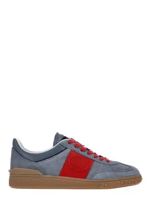 Valentino Garavani Leather And Suede Lace Up Sneakers - Black