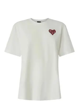 Pinko Cotton T-shirt With Heart Logo - White