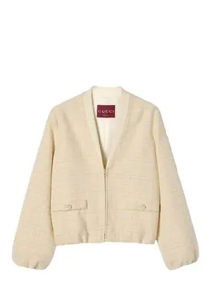 GUCCI GUCCI Check Cotton Tweed Zip-Up Jacket