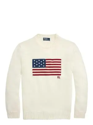 Polo Ralph Lauren Cotton Flag Logo Pullover - White
