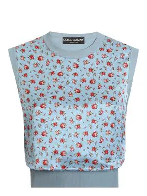 Dolce & Gabbana Sleeveless Floral Print Top - Blue