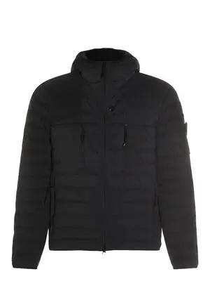 Stone Island Zip Up Hooded Technical Fabric Jacket - Blue