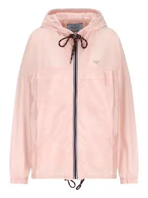 Prada Re-nylon Hooded Jacket With Drawstring Detail - Red