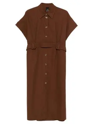 Pinko Earth Midi Shirt Dress With Belt - Brown
