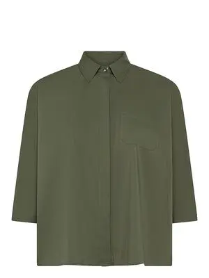 CRUNA Button-up Shirt With Classic Collar And Pocket Detail - Green