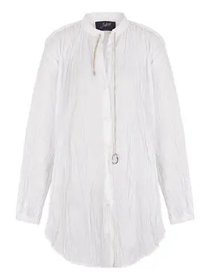 Seafarer Liona Shirt With Band Collar And Button-up Front - White