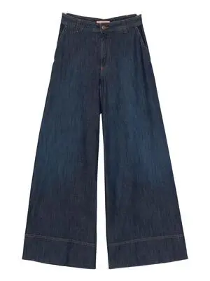 TWINSET Wide Leg Denim Trousers - Blue
