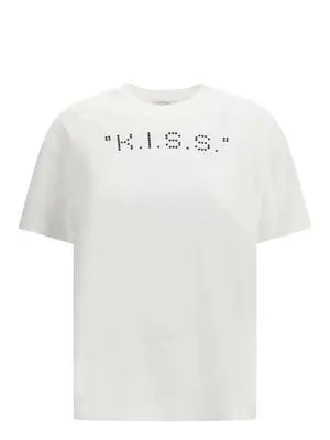 Off-White Kiss" Slogan Print Cotton T-shirt - White