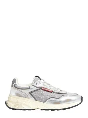 Dsquared2 Dsquared2 "Sprinter" Distressed Leather And Mesh Sneakers Gray