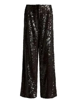 Alberta Ferretti Sequin Embellished Wide Leg Pants - Black