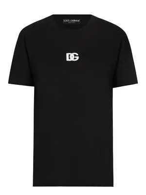Dolce & Gabbana Cotton Jersey T-shirt With Dg Logo Embroidery - Black