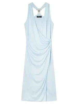 Versace Sleeveless Gathered Midi Dress - Blue