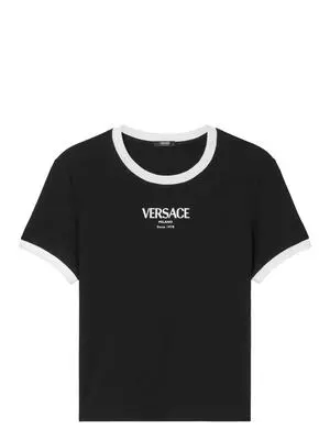 Versace T-shirt With Logo Detail - Black