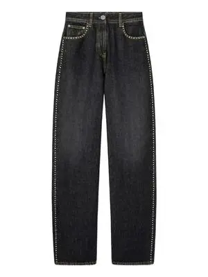 Versace Embellished Straight Leg Jeans - Black