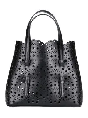 Alaïa Mina 20" Perforated Calfskin Tote Bag - Black
